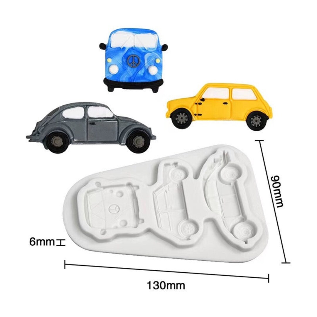 Mini Vintage Cars Silicone Mould Kombi Van VM Beetle Mini Cooper Father ...
