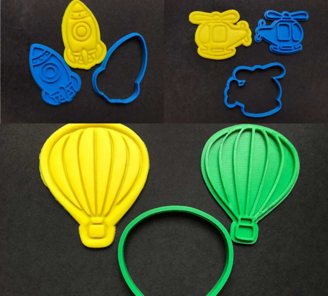 Hot Air Balloon Rocket Space Ship Helicopter Cookie Cutter and Stamp - Etsy
