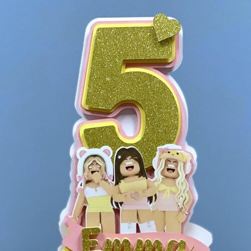 Girl Roblox Cake Topper. Pink Roblox Party Decor. Roblox Girls - Etsy