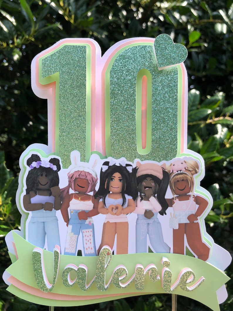 Girl Roblox Cake Topper Pink Roblox Birthday Party Cake | Etsy