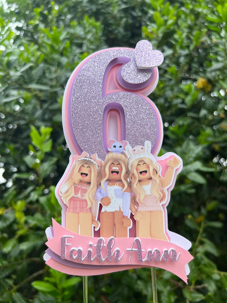 Girl Roblox Cake Topper Pink Roblox Birthday Party Cake - Etsy