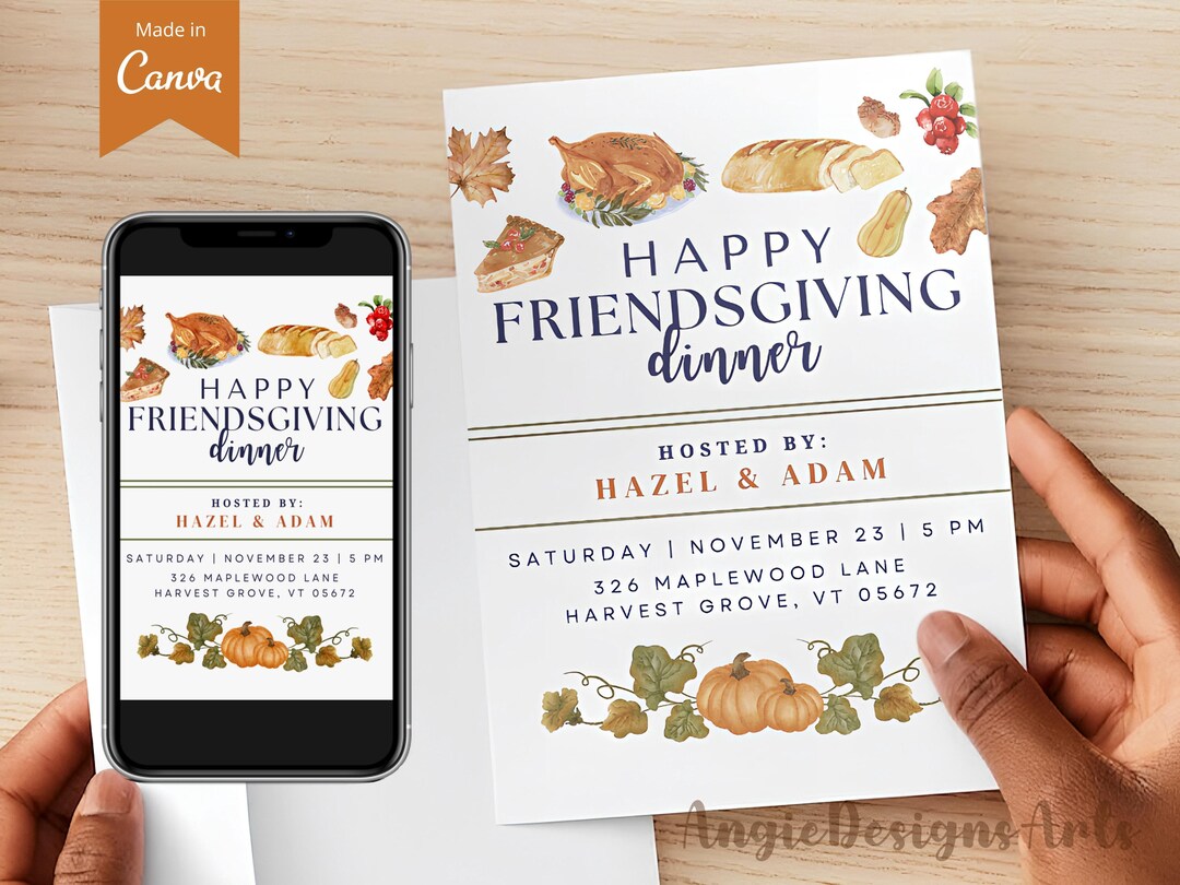 Editable Friendsgiving Invitation, Printable Invite, Digital Invite ...