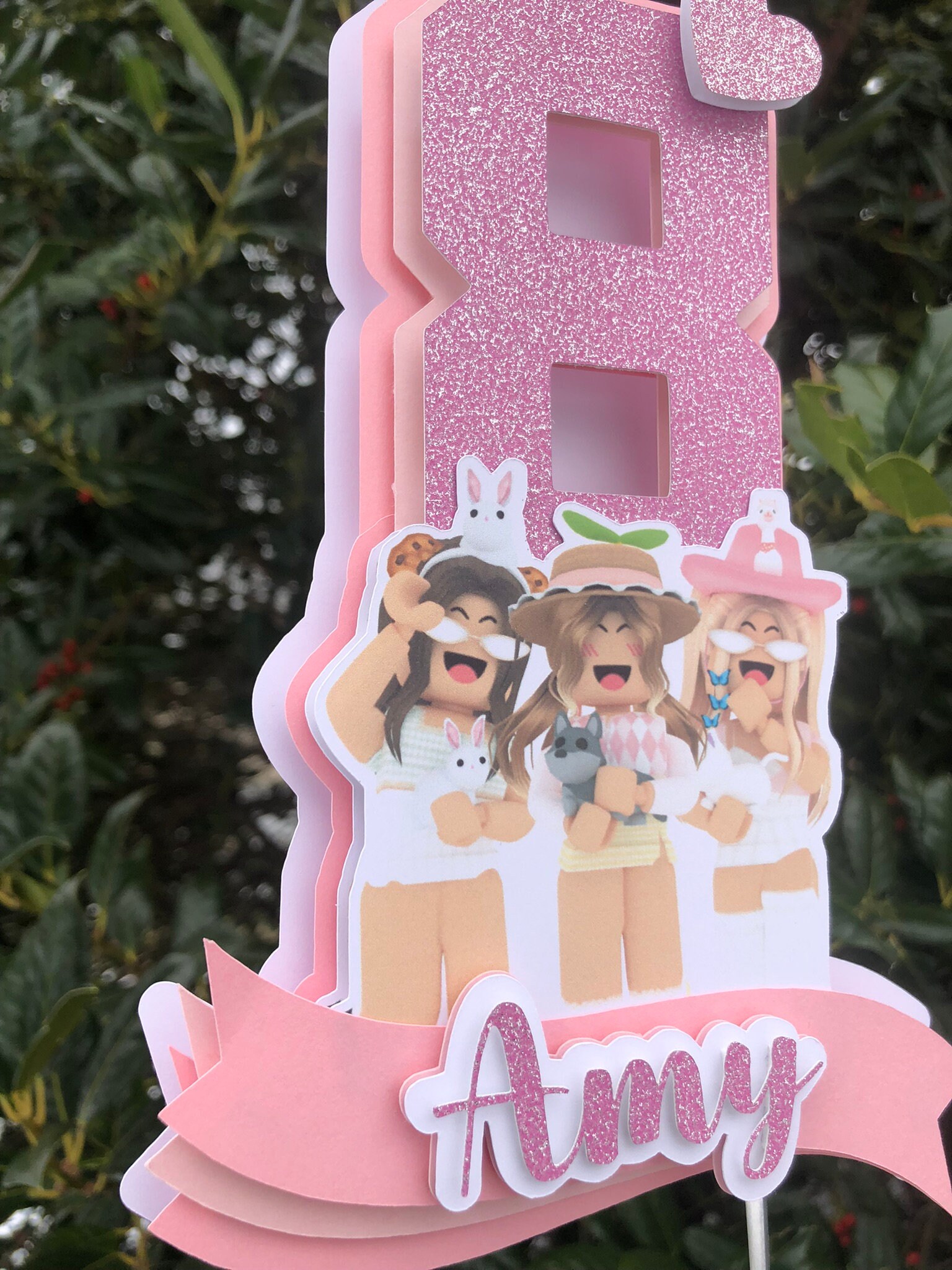 Girl Roblox Cake Topper Shipped to You Pink Roblox Birthday | Etsy