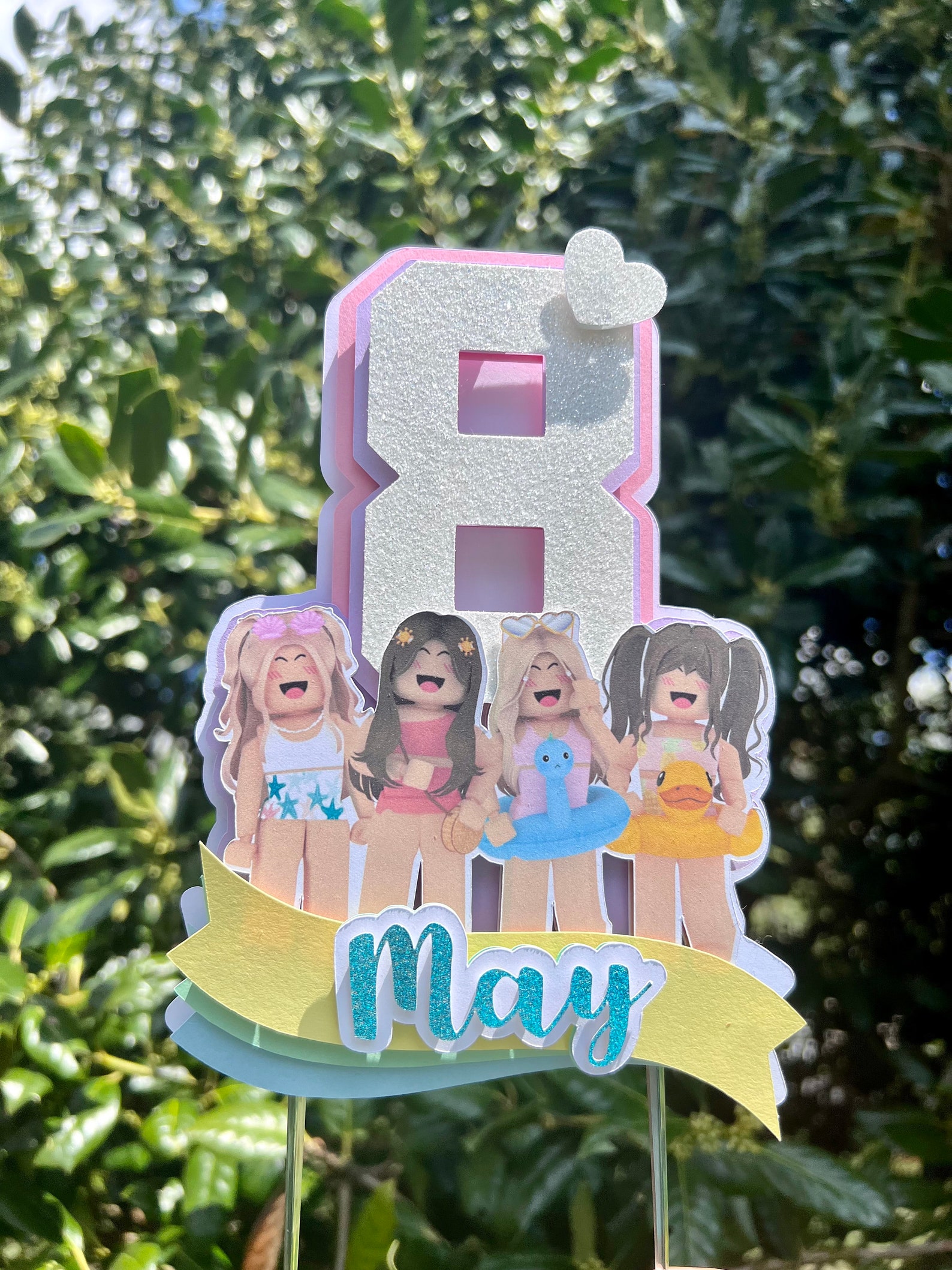 Girl Pool Roblox Summer Cake Topper Shipped to You Pink - Etsy