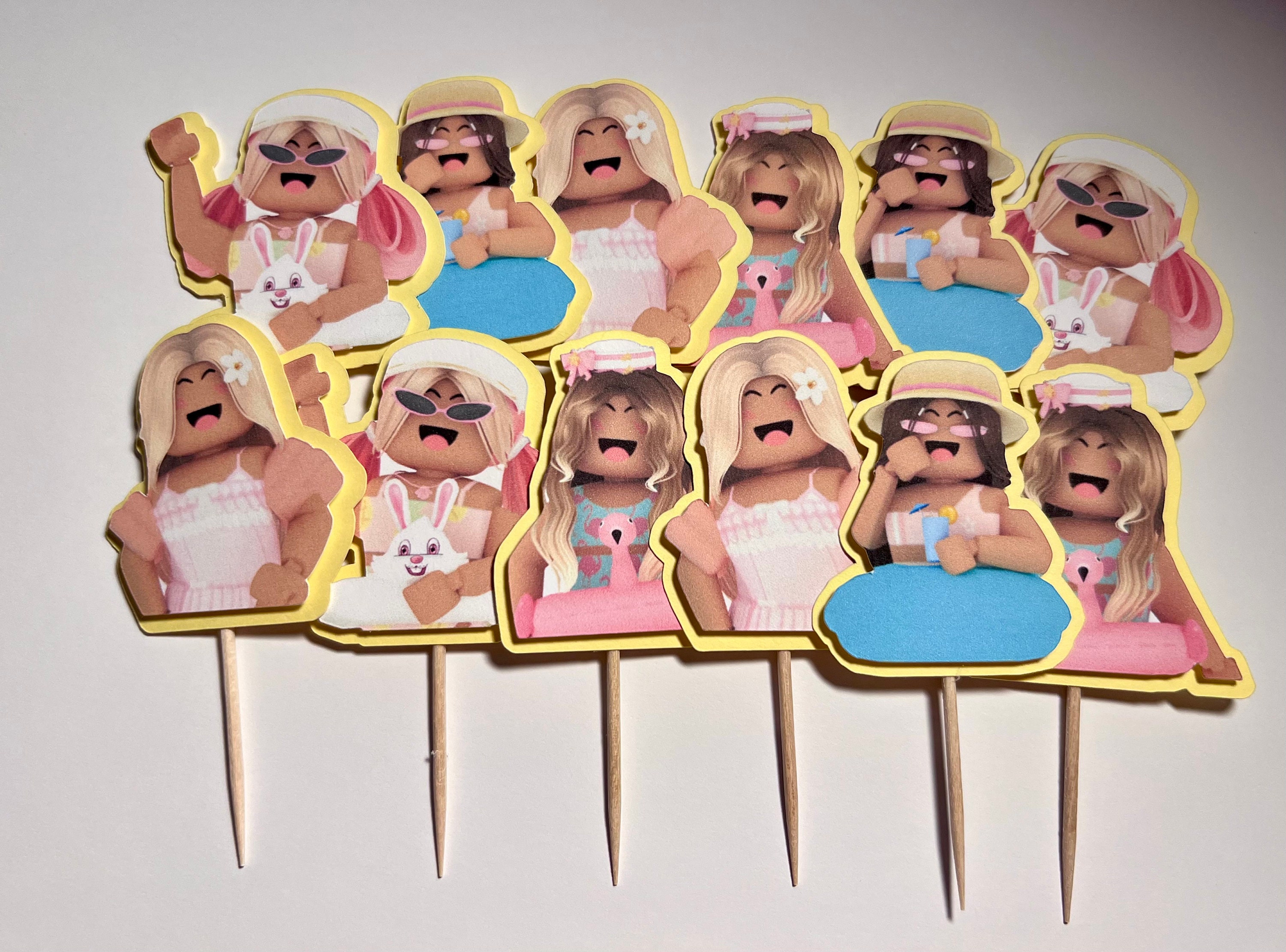 Pool Girl Roblox Cupcake Topper Pink Roblox Birthday Party - Etsy