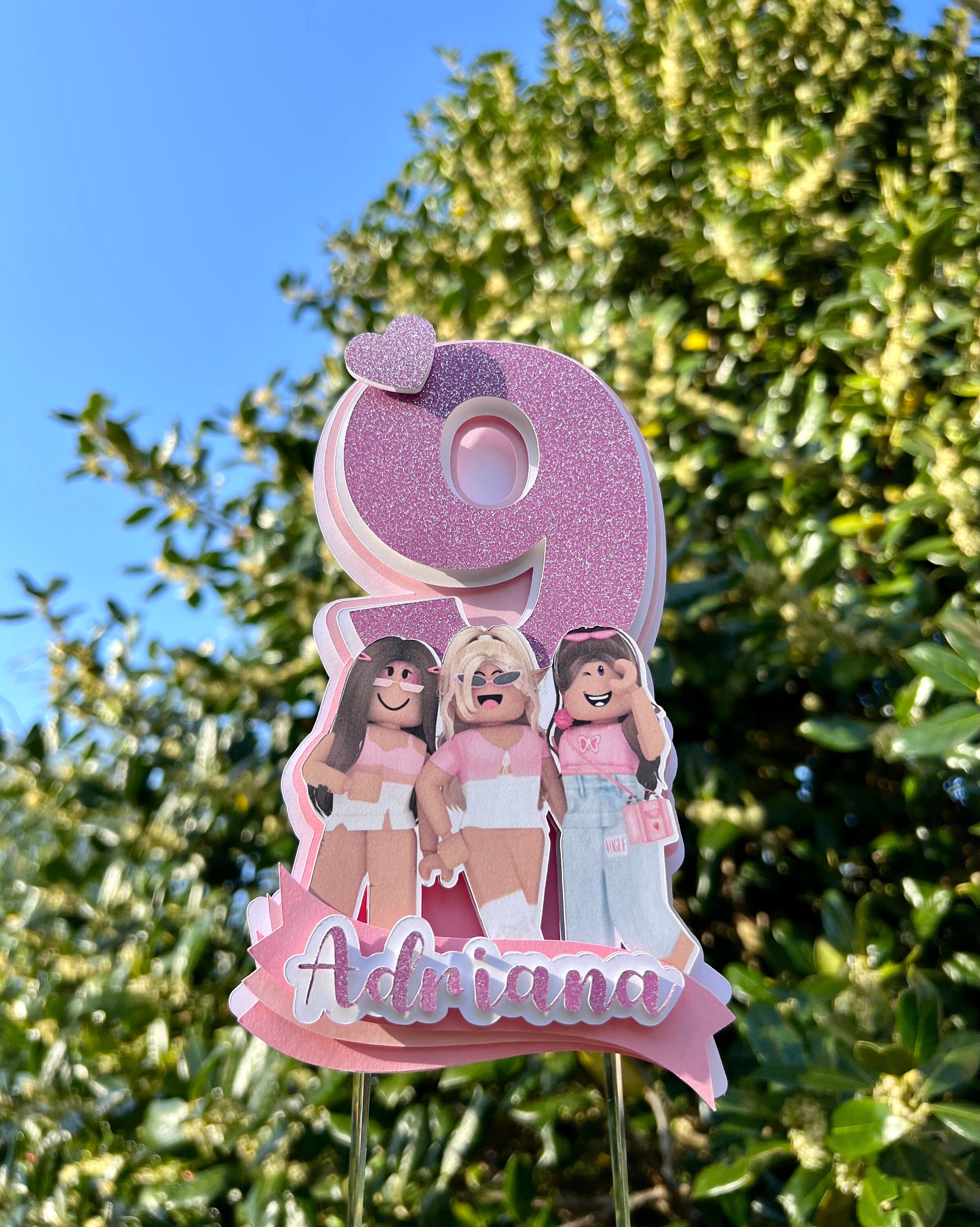 Girl Roblox Cake Topper Shipped to You Pink Roblox Birthday - Etsy