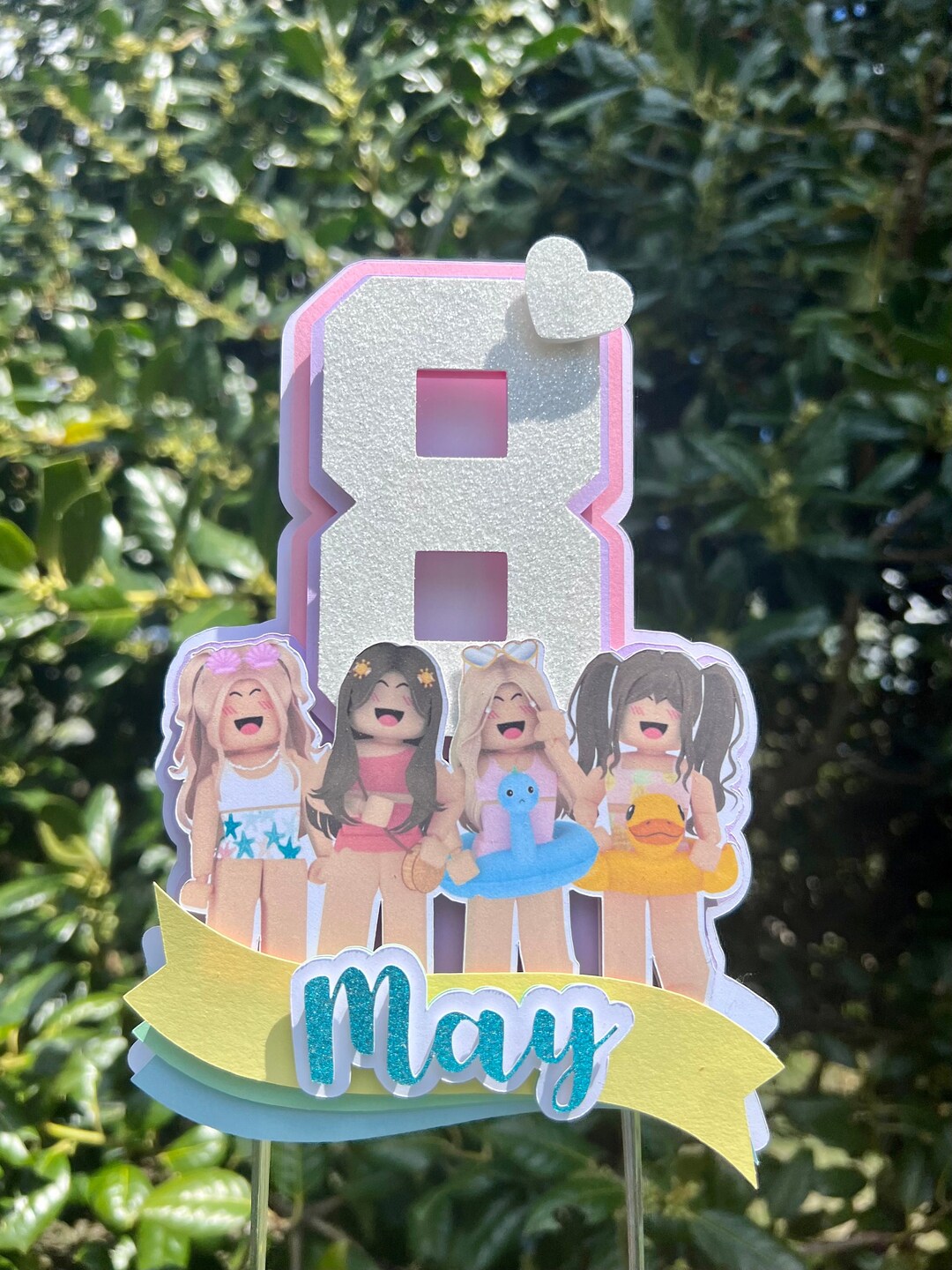 Girl Pool Roblox Summer Cake Topper Shipped to You * Pink Roblox ...
