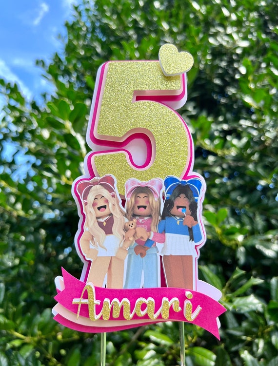 Girl Roblox Cake Topper Shipped to You Pink Roblox Birthday - Etsy