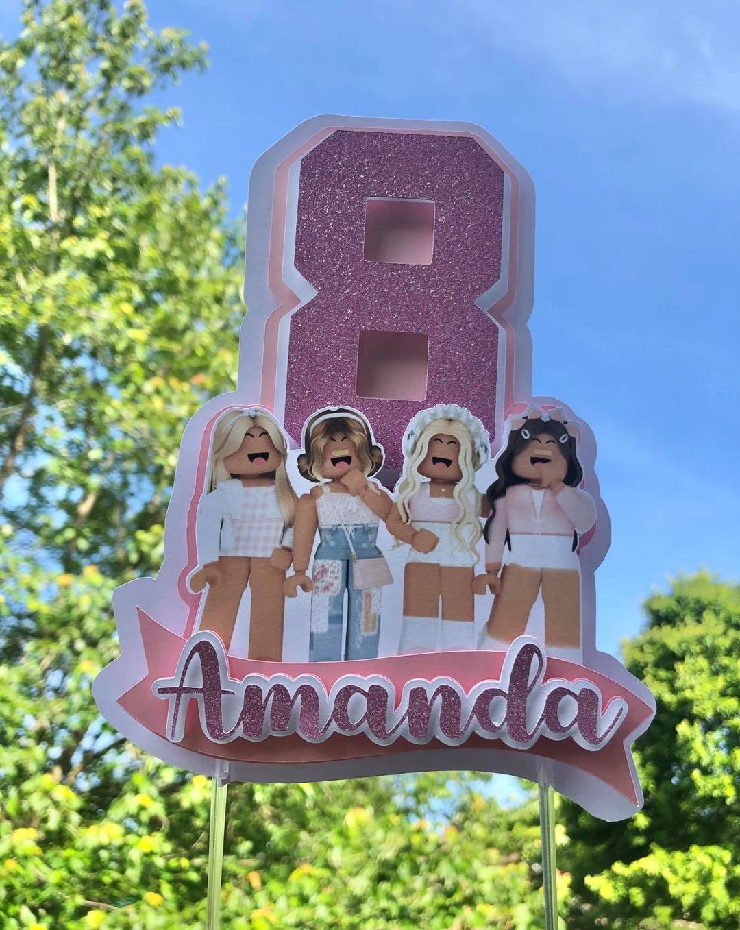 Girl Roblox Cake Topper Pink Roblox Birthday Party Cake Topper Roblox ...