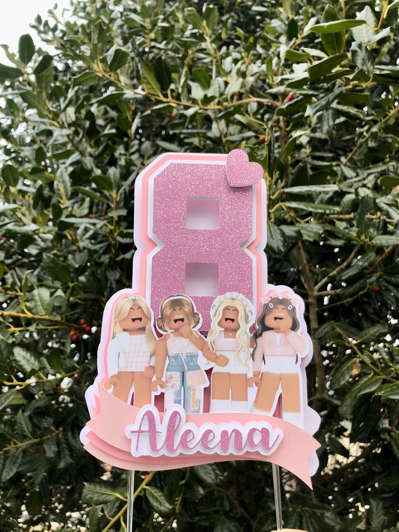 Girl Roblox Cake Topper Pink Roblox Birthday Party Cake - Etsy