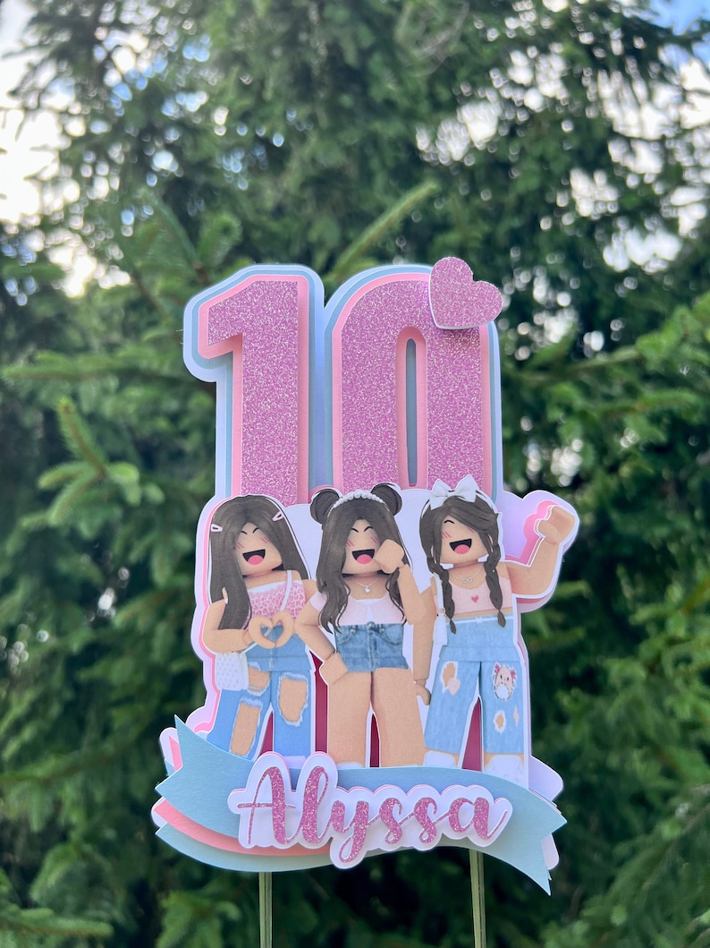 Girl Roblox Cake Topper Shipped to You Pink Roblox Birthday - Etsy