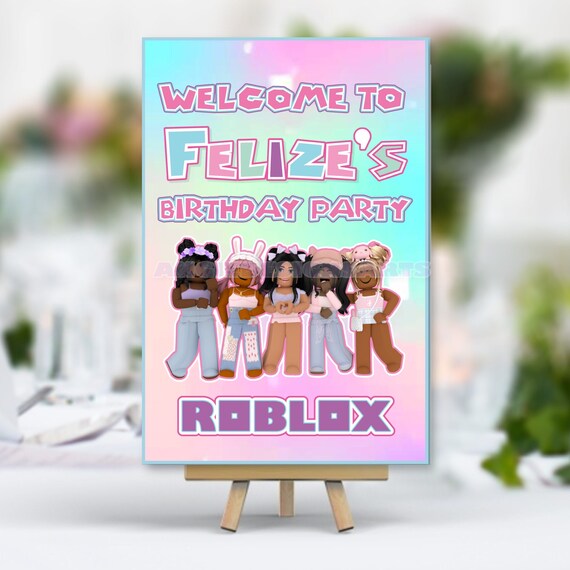 Girl Roblox Welcome Sign Roblox Party Party Favors Pink | Etsy