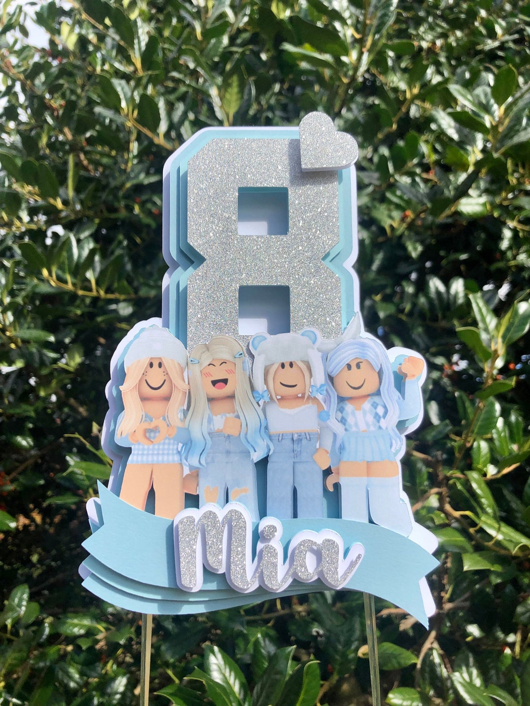Girl Winter Roblox Cake Topper * Blue Roblox Birthday Party Cake Topper ...