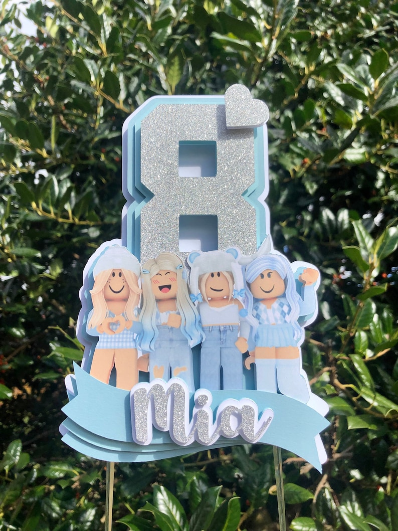 Girl Winter Roblox Cake Topper Blue Roblox Birthday Party - Etsy