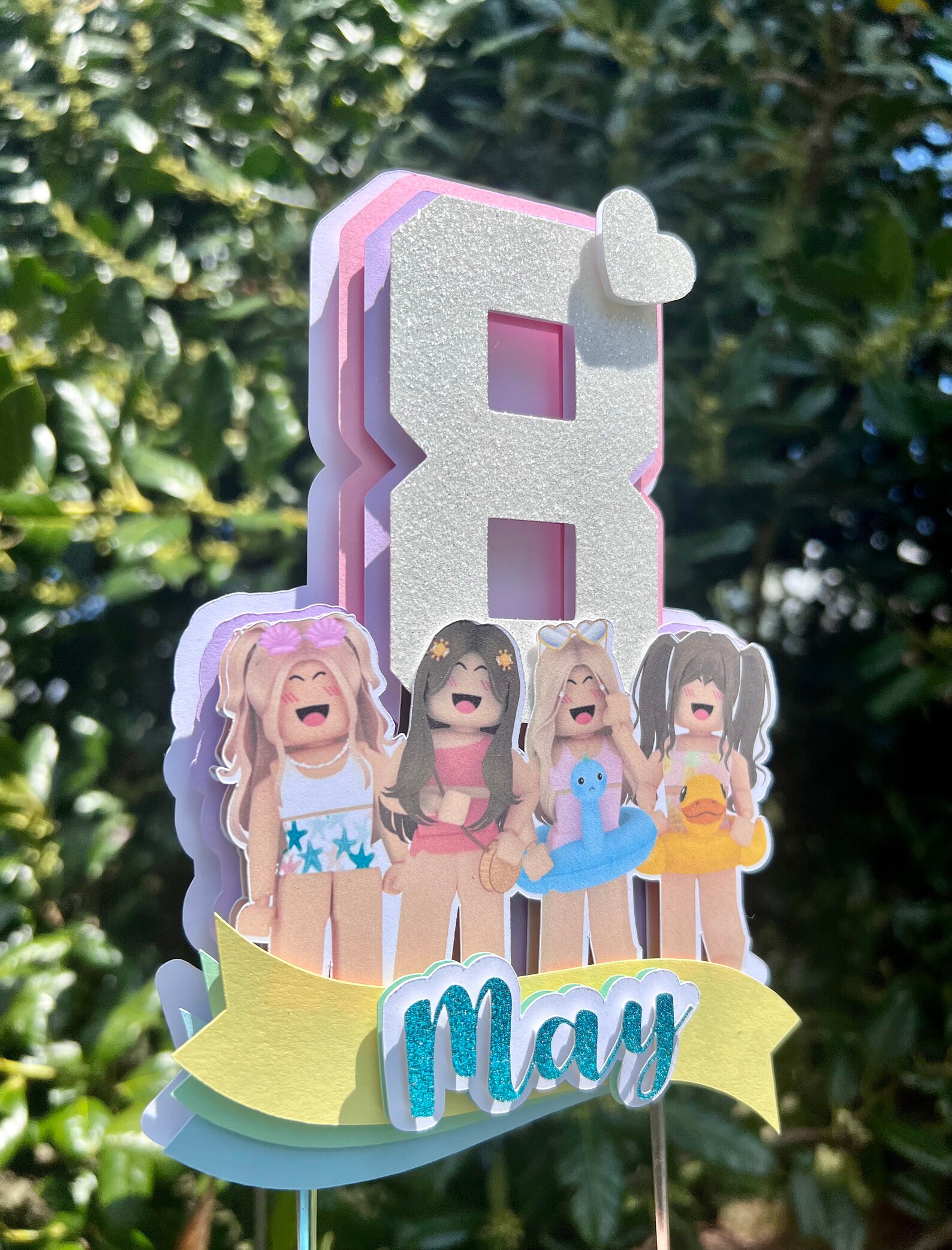 Girl Pool Roblox Summer Cake Topper Shipped to You Pink - Etsy