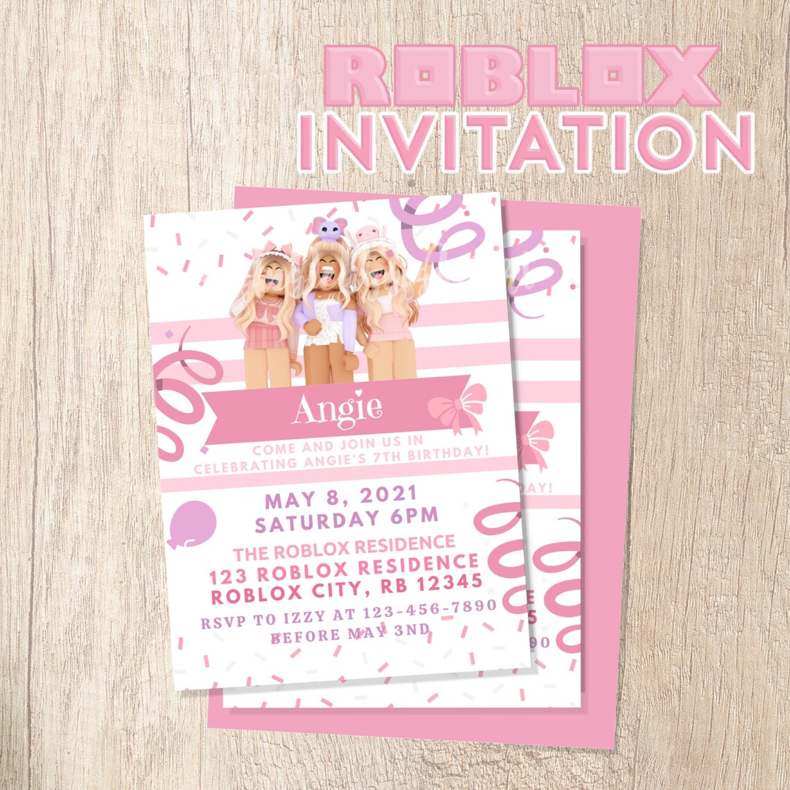 Girl Roblox Invitation Pink Girl Roblox Invitation Roblox Etsy Girl Roblox Invitation Pink Girl Roblox Invitation Roblox Etsy