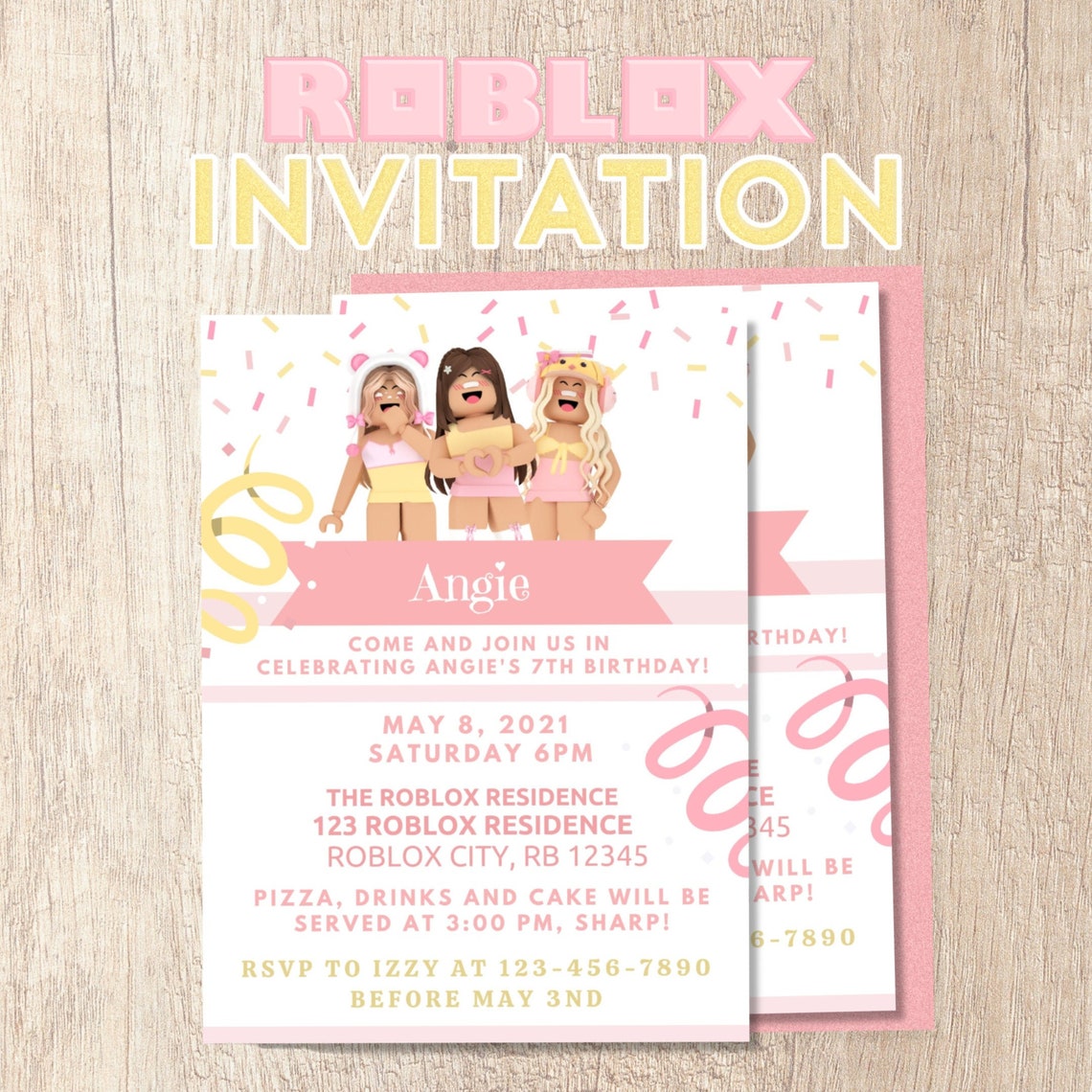 Roblox Birthday Invitation Roblox Girl Invitation Roblox Etsy Roblox Birthday Invitation Roblox Girl Invitation Roblox Etsy