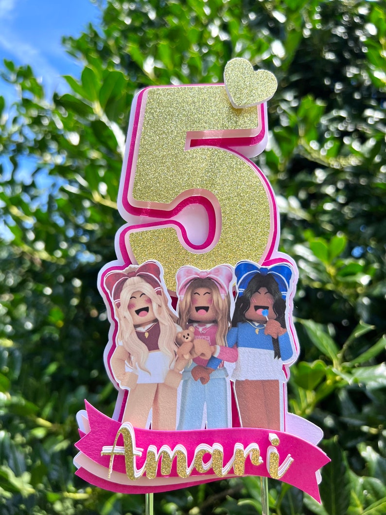 Girl Roblox Cake Topper Shipped to You Pink Roblox Birthday - Etsy