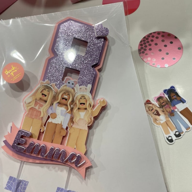 Girl Roblox Cake Topper Pink Roblox Birthday Party Cake - Etsy