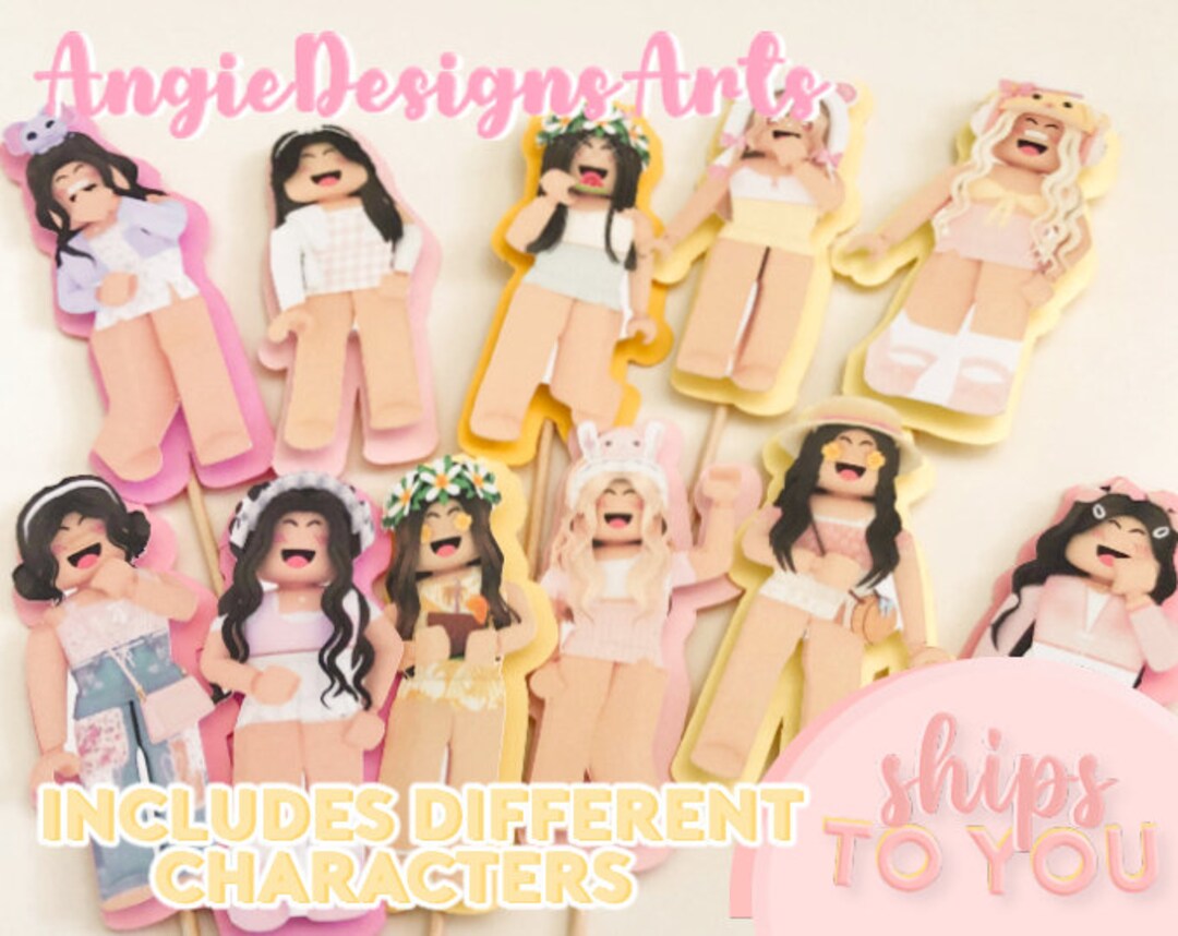 Girl Roblox Cupcake Topper * Pink Roblox Birthday Party Cupcake Topper ...