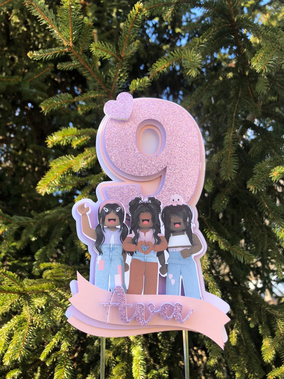 Girl Roblox Cake Topper Shipped to You Pink Roblox Birthday - Etsy