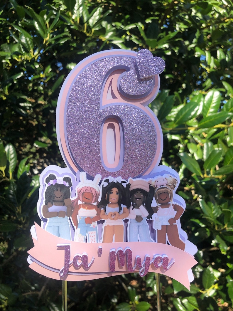 Girl Roblox Cake Topper Pink Roblox Birthday Party Cake - Etsy