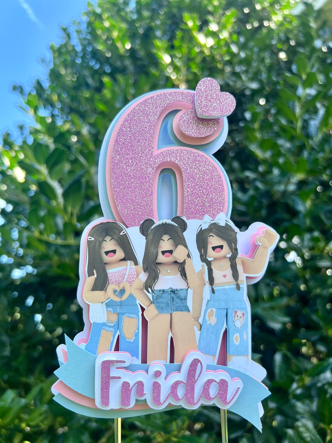 Girl Roblox Cake Topper Shipped to You Pink Roblox Birthday - Etsy