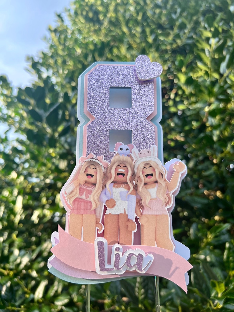 Girl Roblox Cake Topper Pink Roblox Birthday Party Cake - Etsy