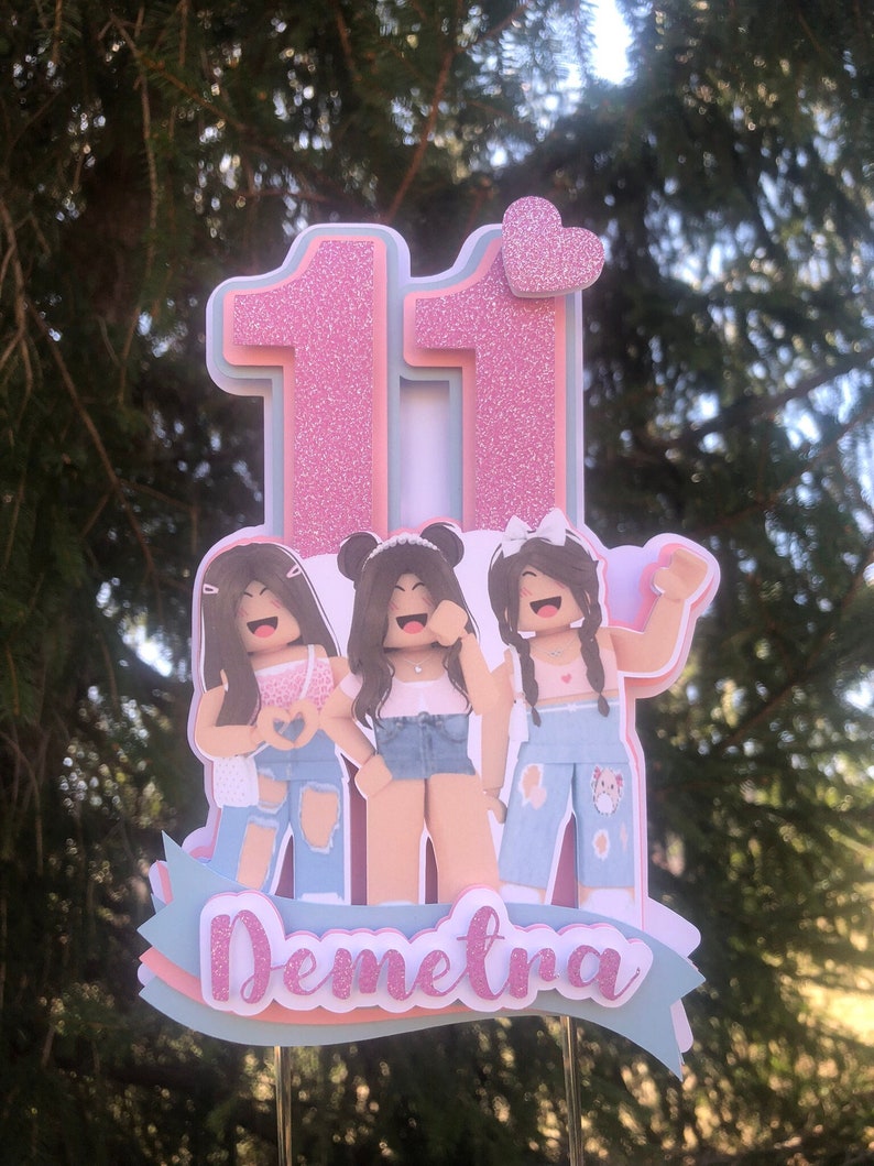 Girl Roblox Cake Topper Shipped to You Pink Roblox Birthday - Etsy