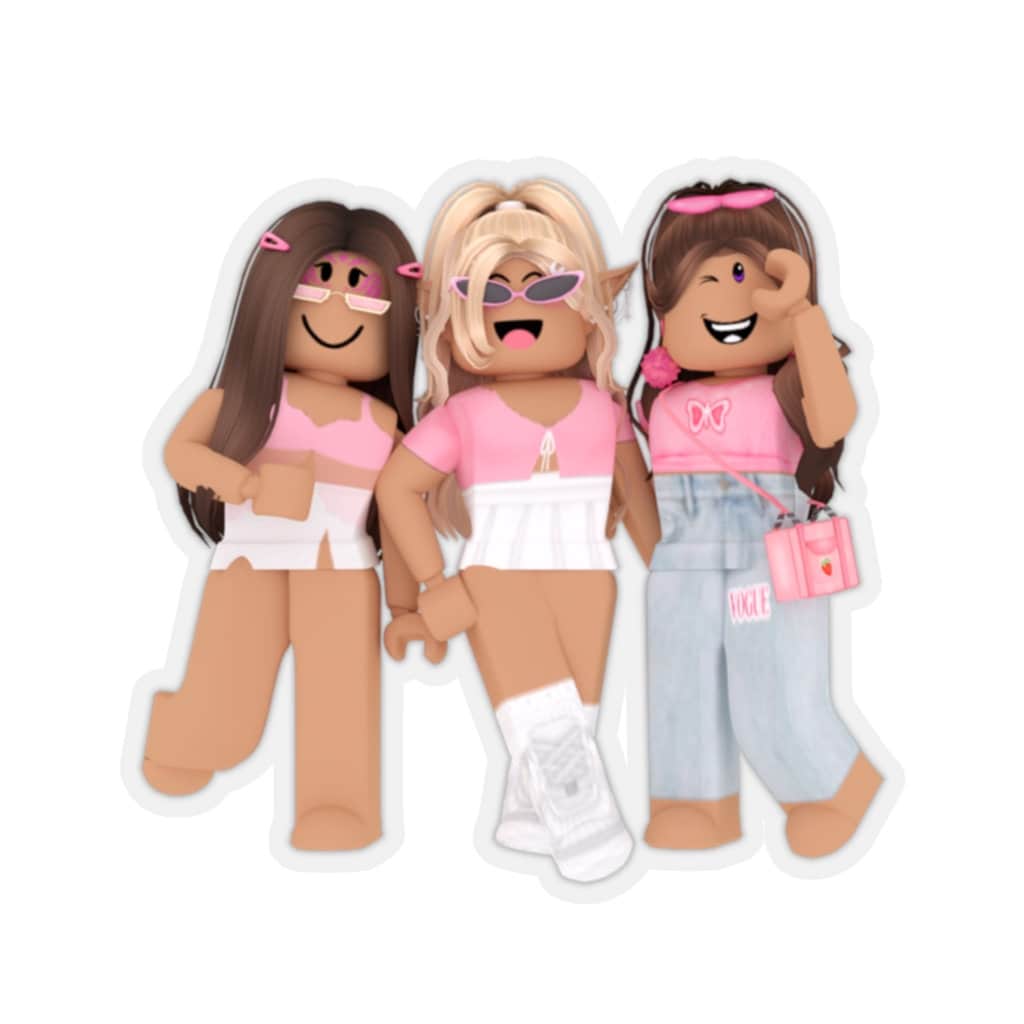 Pink Roblox Girls Sticker Girl Roblox Birthday Party T Etsy