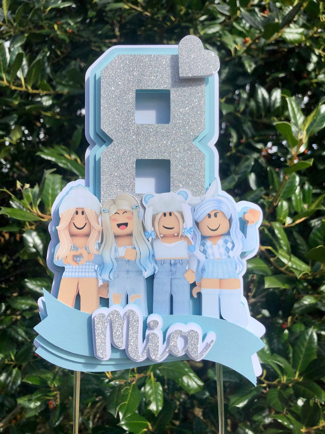 Girl Winter Roblox Cake Topper Blue Roblox Birthday Party - Etsy