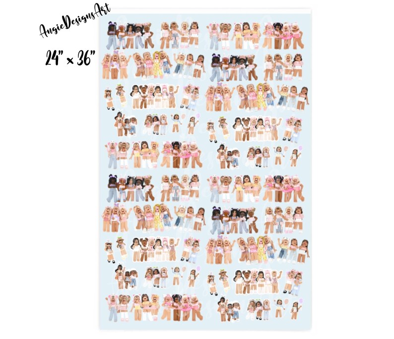 Girl Roblox Wrapping Paper With 47 Avatars Girl Roblox | Etsy