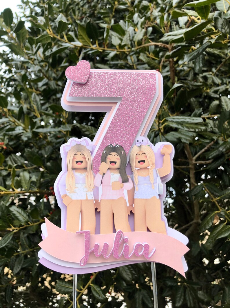 Girl Roblox Cake Topper Pink Roblox Birthday Party Cake - Etsy