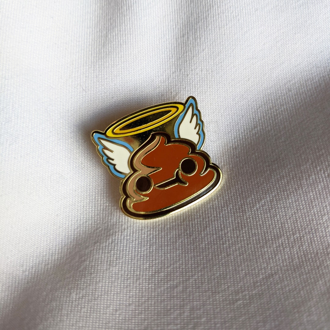 Holy Shit Pin, Poop Angel Cute Hard Gold Plated Enamel Pin With Metal ...