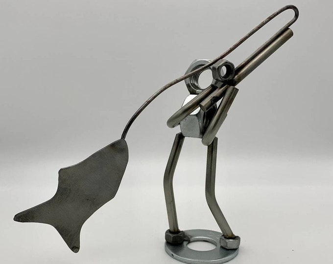 Scrap Metal Fisherman Sculpture - Etsy