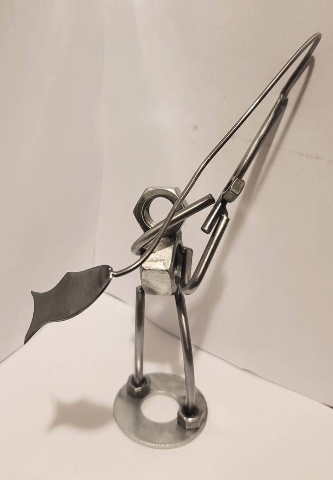 Scrap Metal Fisherman Sculpture | Etsy