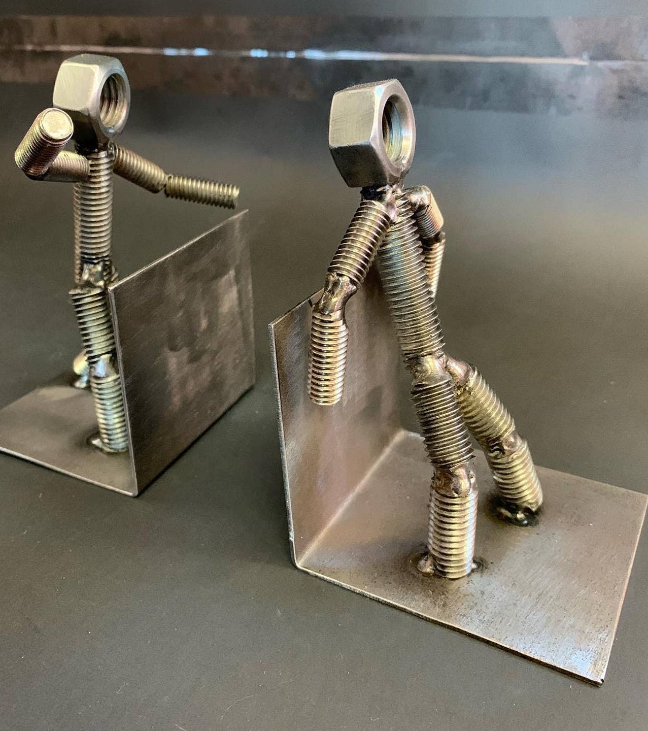 Scrap Metal Book Holders-men Holding up a Book - Etsy