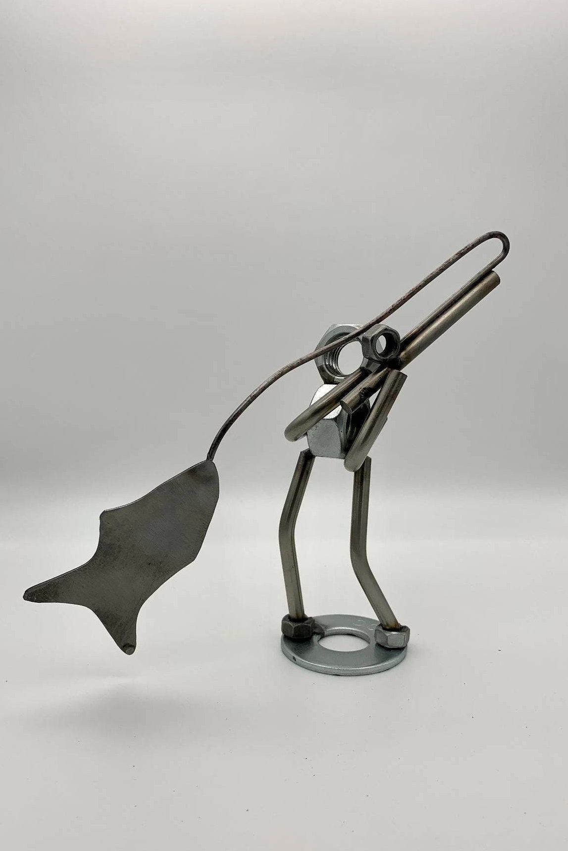 Scrap Metal Fisherman Sculpture - Etsy