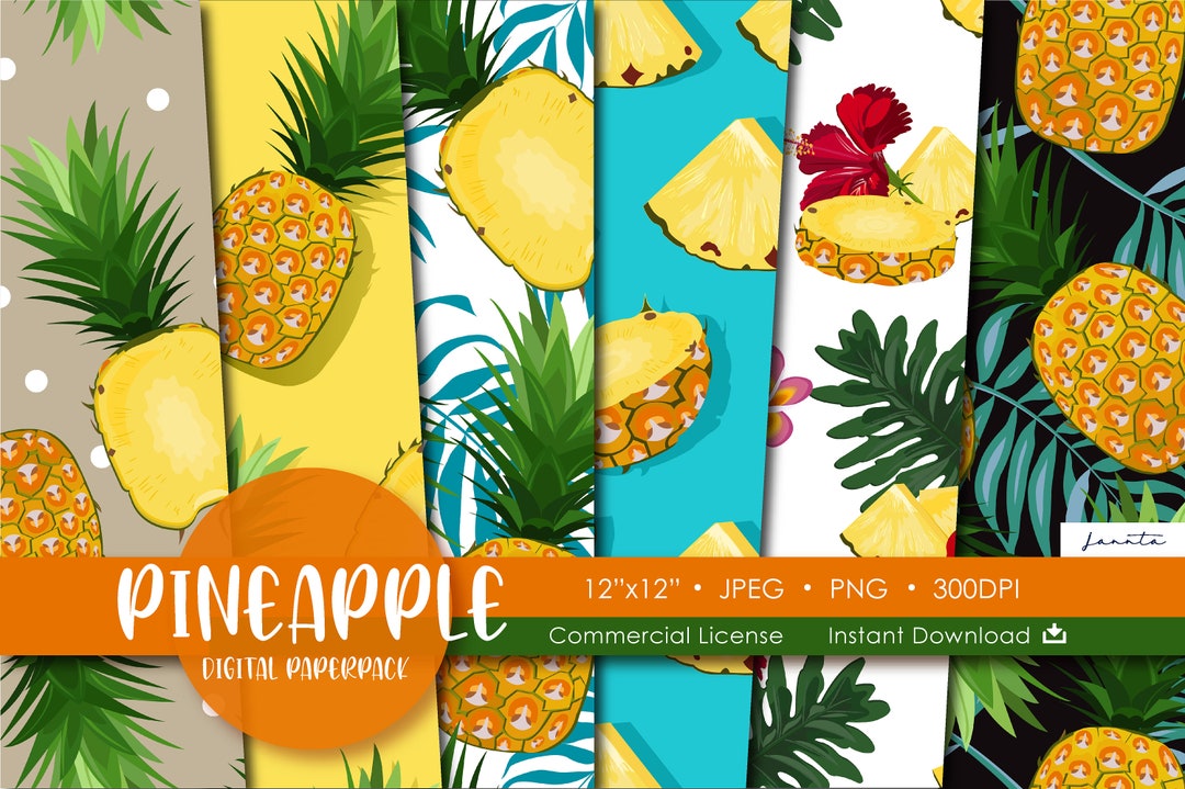 Pineapple Digital Paper Pack | Papers Pattern | Fruit Set Wrapping ...