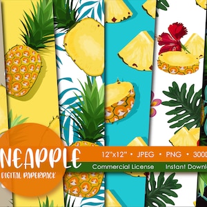 Pineapple Digital Paper Pack | Papers Pattern | Fruit Set Wrapping ...