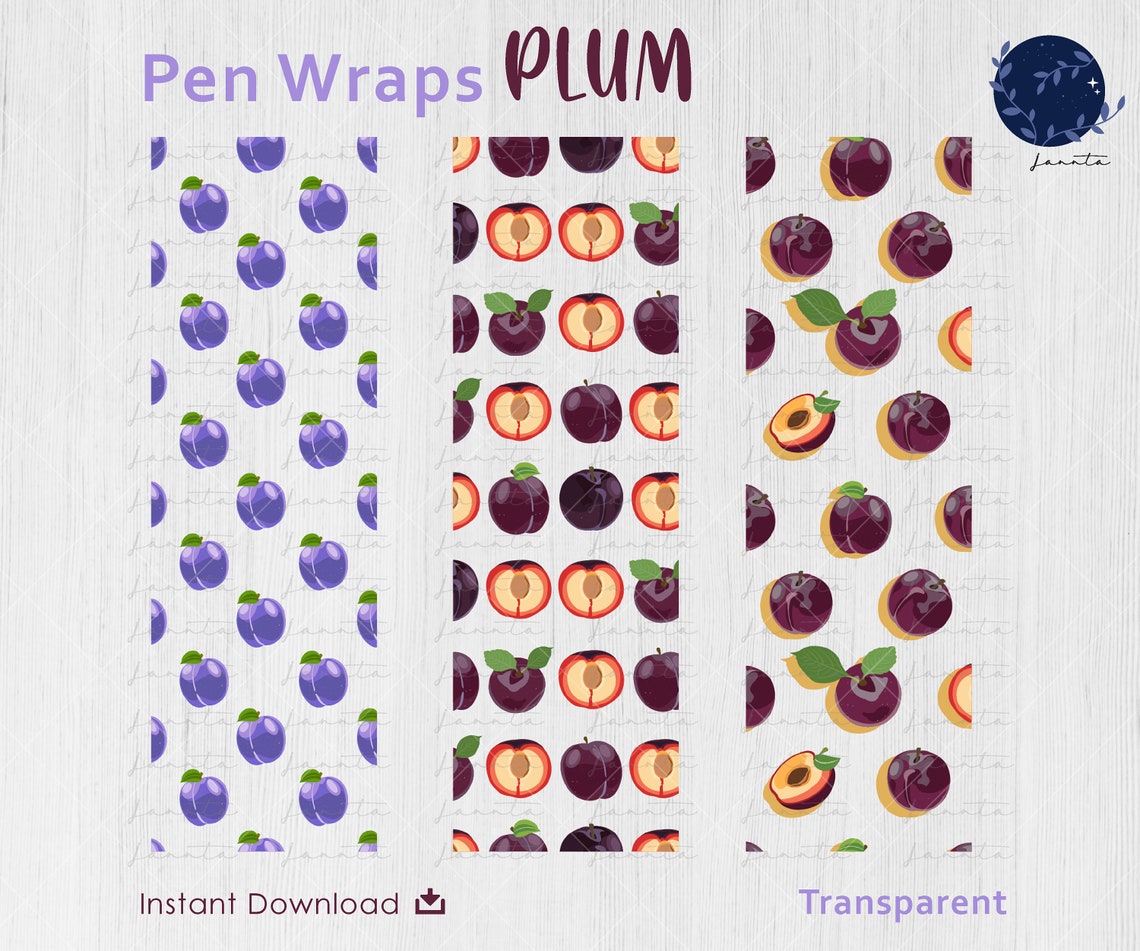 Plum Pen Wraps PNG Pen Wrap PNG Tropical Fruits File Set - Etsy