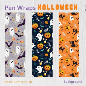 Halloween Pen Wrap PNG | Ghost, Cat, Pumpkin Designs (digital Download ...