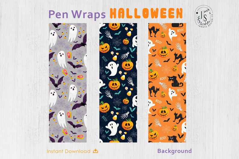 Halloween Pen Wrap PNG | Ghost, Cat, Pumpkin Designs (digital Download ...