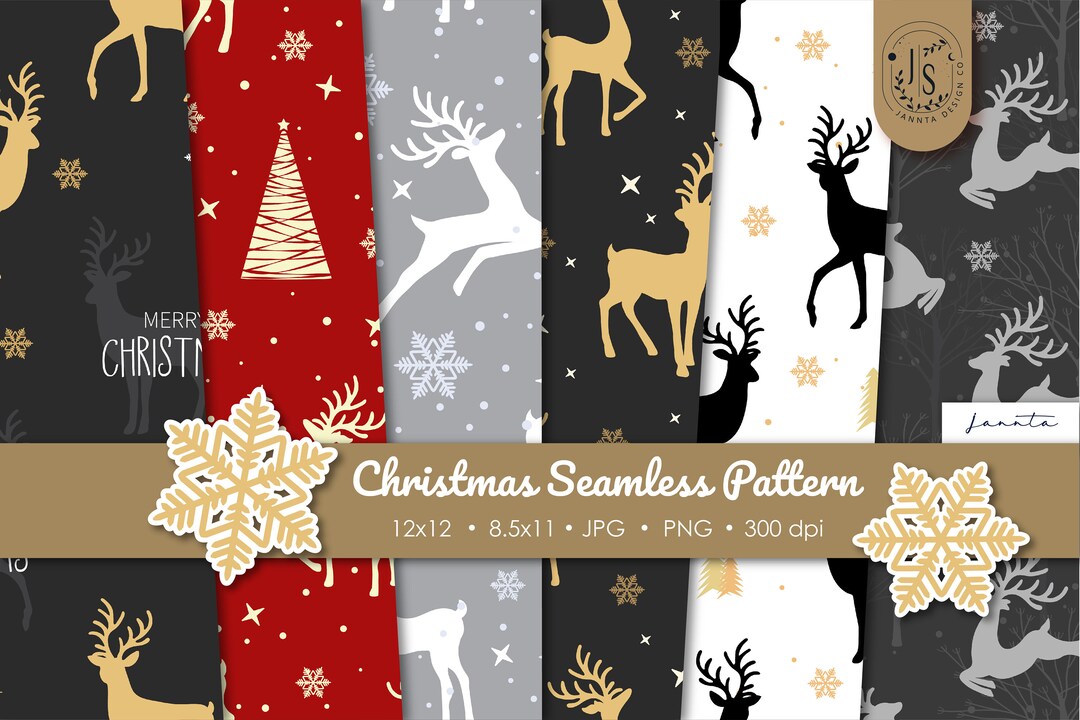 Christmas Reindeer Pattern, Xmas Seamless Wrapping Paper, Winter ...