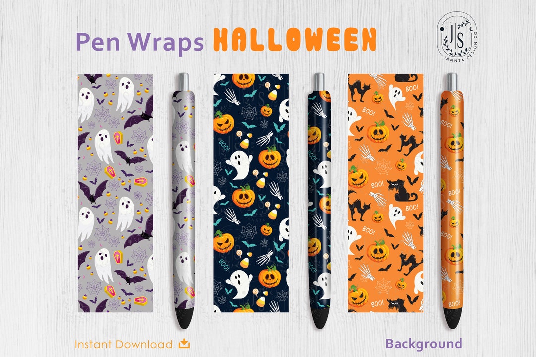Halloween Pen Wrap PNG | Ghost, Cat, Pumpkin Designs (digital Download ...