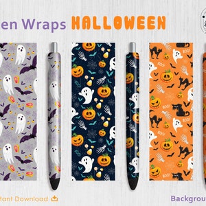 Halloween Pen Wrap PNG | Ghost, Cat, Pumpkin Designs (digital Download ...