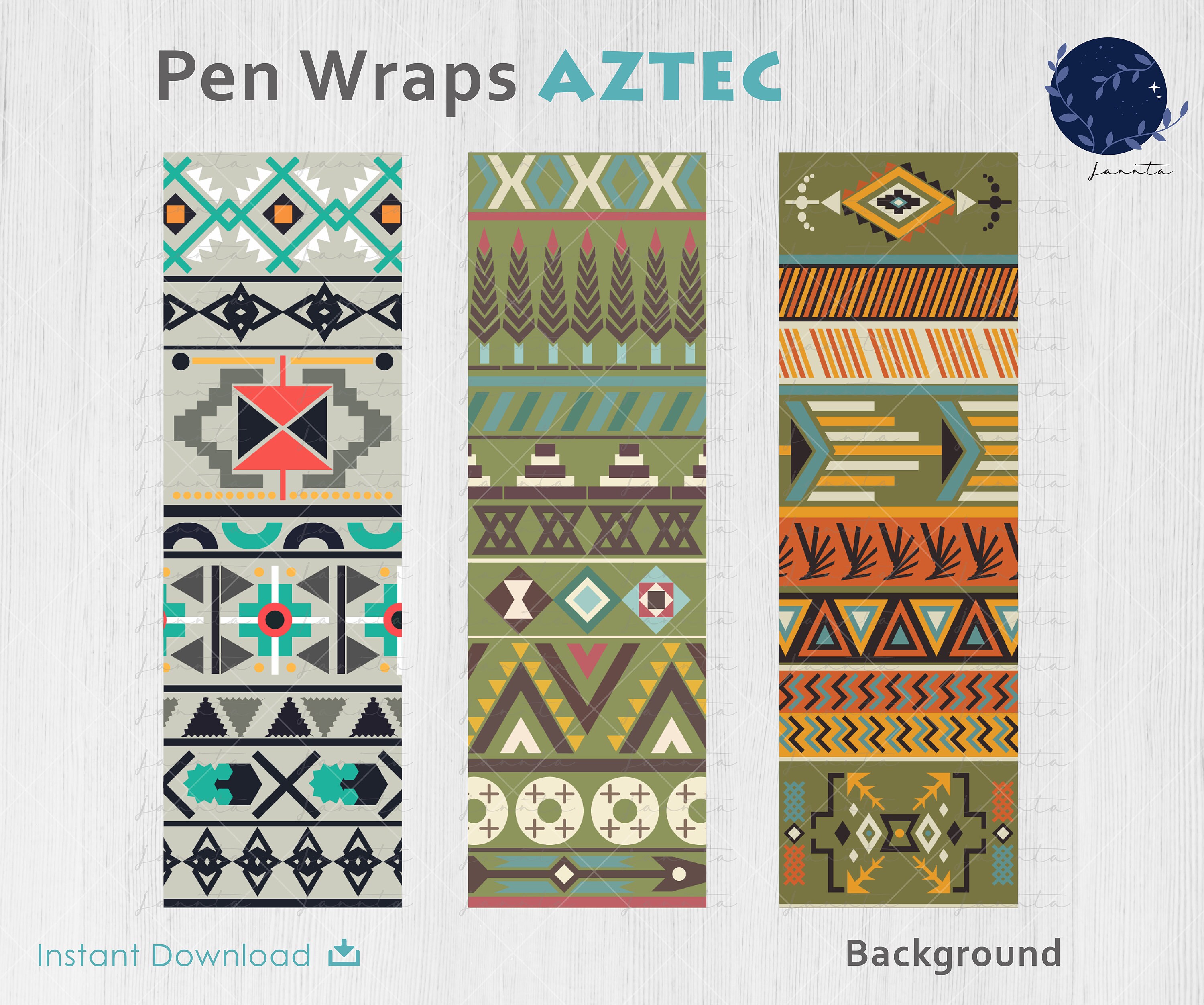 Pen Wrap PNG Aztec Wraps File Set Waterslide or Vinyl PNG | Etsy