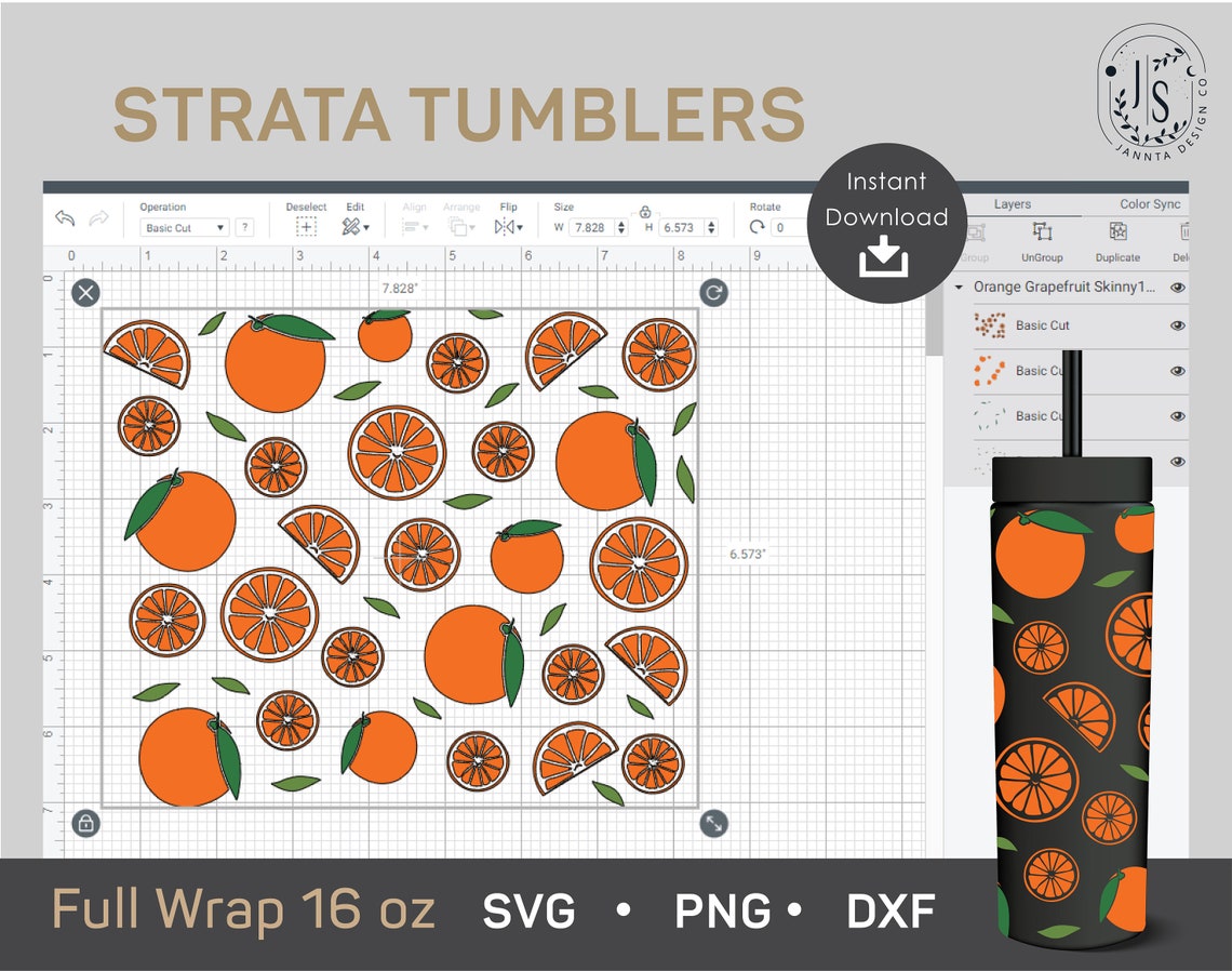 Orange Strata SVG Fruit Strata Cups svg Strata Full Wrap | Etsy