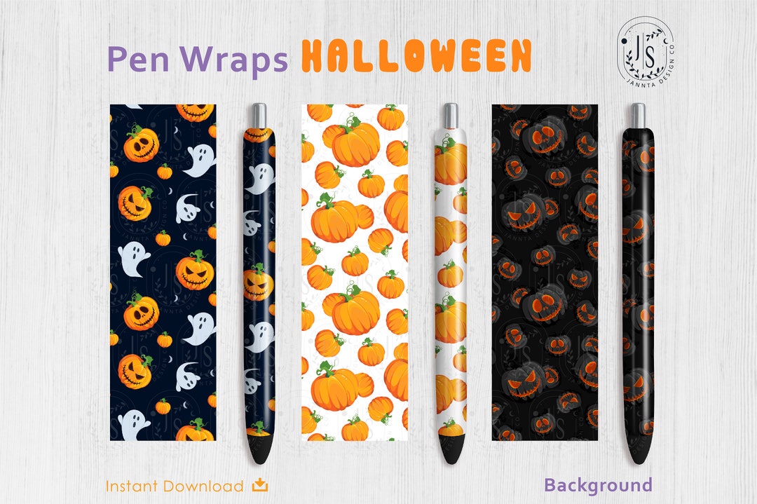 Pumpkin Pen Wrap PNG | Halloween Ghost Wraps Png | Autumn Wrap File Set ...