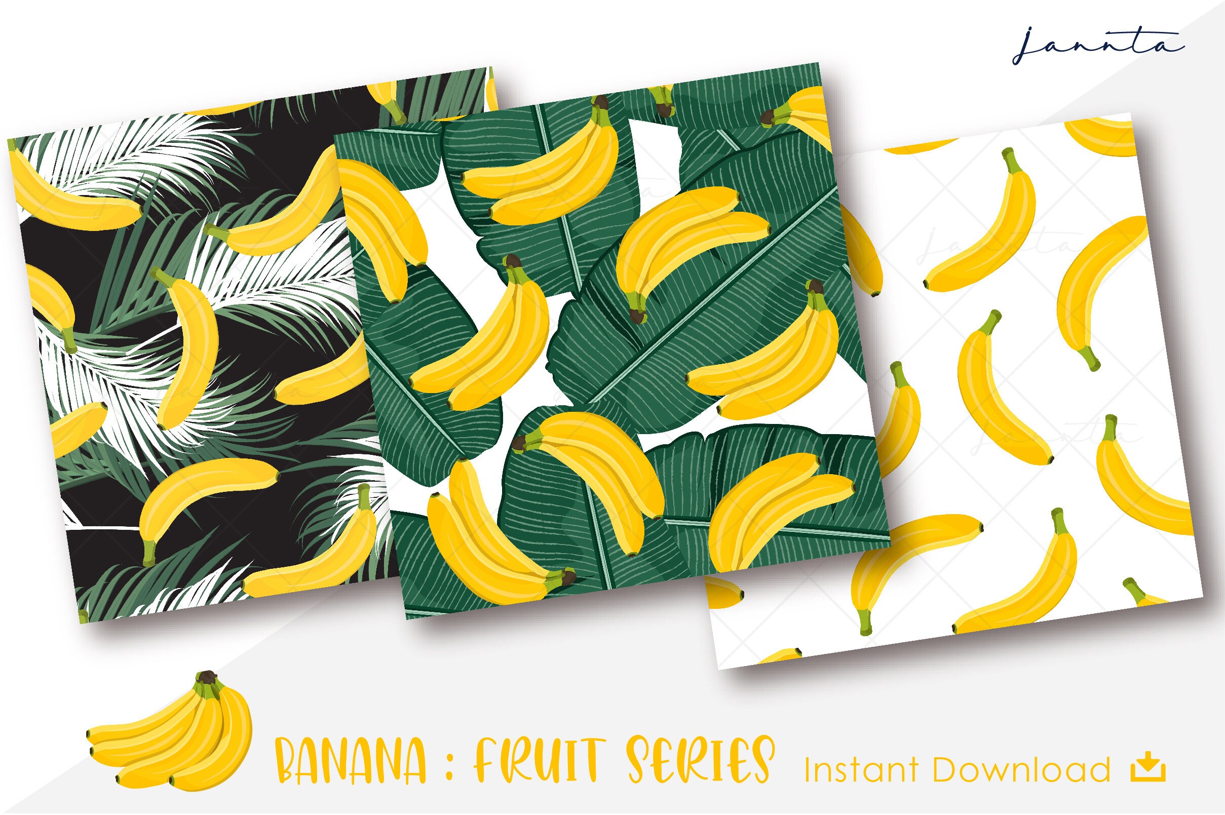 Banana Digital Paper Fruit Set Wrapping Tropical Food - Etsy UK